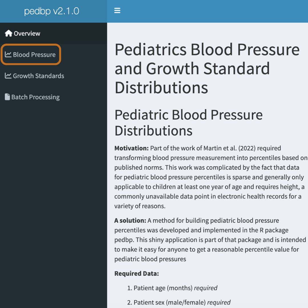 pedbp Web Application: Visualize Pediatric Blood Pressure Percentiles ...